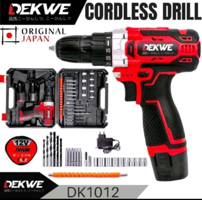 Promo Mesin Bor Baterai [10mm] - DEKWE DK1012 SET Cordless Drill 12V DK 1012 Diskon 23% di ...