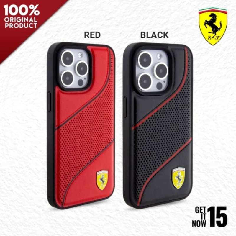 Jual Casing Iph0ne 15 Pro / Pro Max - Ferrari PU Perforated Line ...