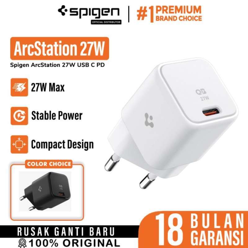 Promo New Wall Charger Kepala Adaptor Spigen Powerarc Arcstation 27W ...