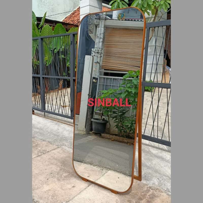 Promo Cermin Oval Besar Bingkai Aesthetic Standing Mirror Curve Full ...