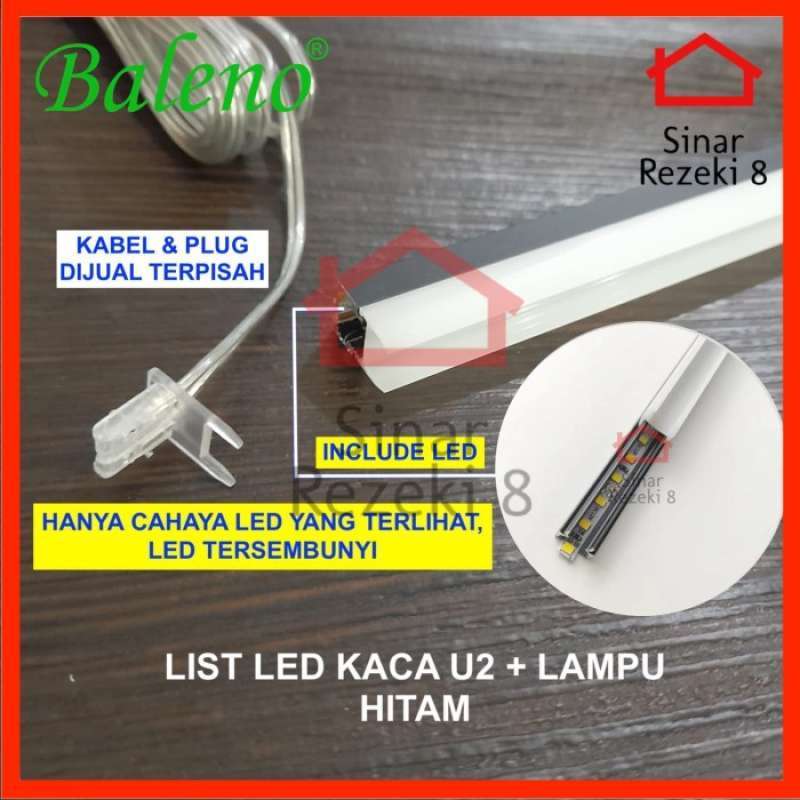 Promo LIST LED KACA U2 + LAMPU / STRIP RUMAH ALUMINIUM AMBALAN LIS ...