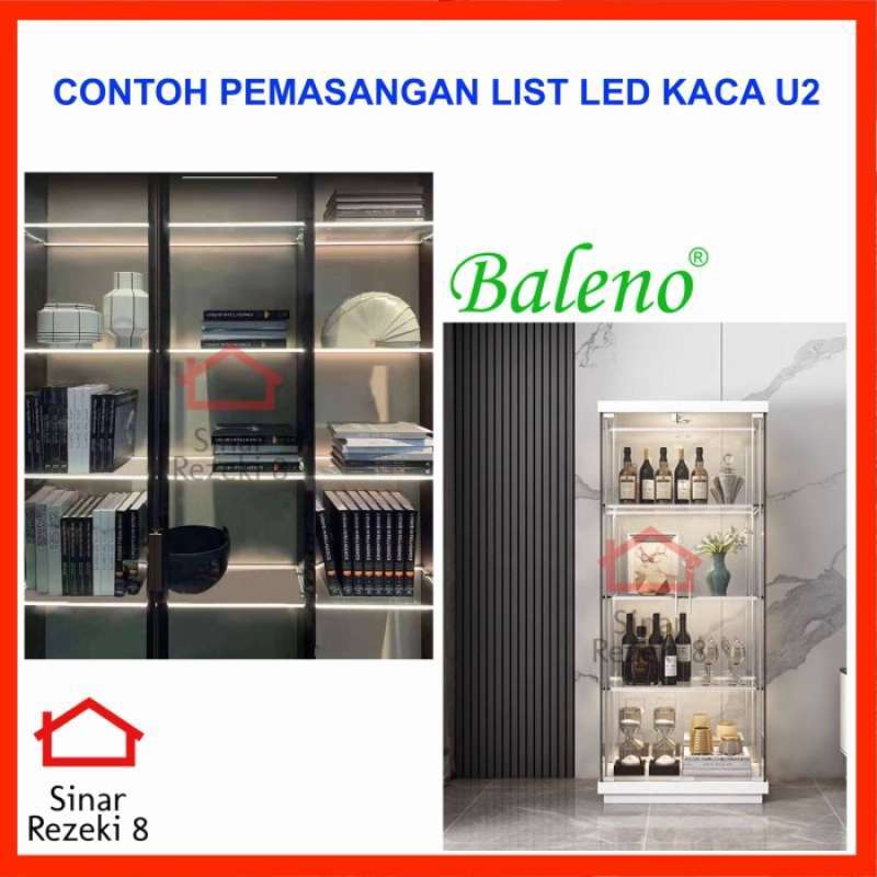 Promo LIST LED KACA U2 + LAMPU / STRIP RUMAH ALUMINIUM AMBALAN LIS ...