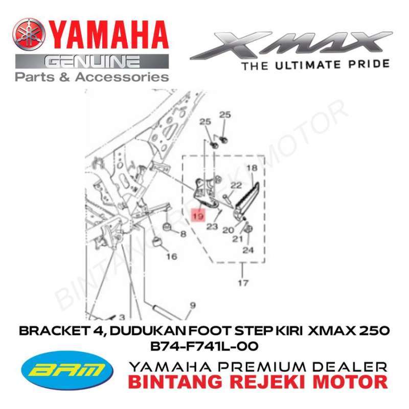 Jual BRACKET 4, DUDUKAN FOOT STEP KIRI YAMAHA XMAX 250 B74-F741L-00 di ...