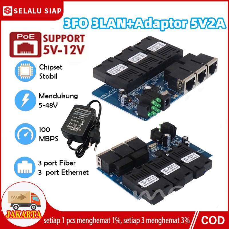 Promo Media Converter 3FO 3LAN Pcb Htb 3FO 3Lan Ethernet Switch Support Poe Konverter 3 FO 3 Lan ...
