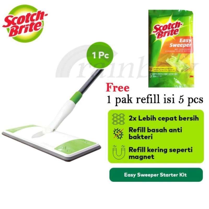 Promo Sale 3M Scotch-Brite Easy Sweeper Plus Starter Kit Lap Pel Sapu ...