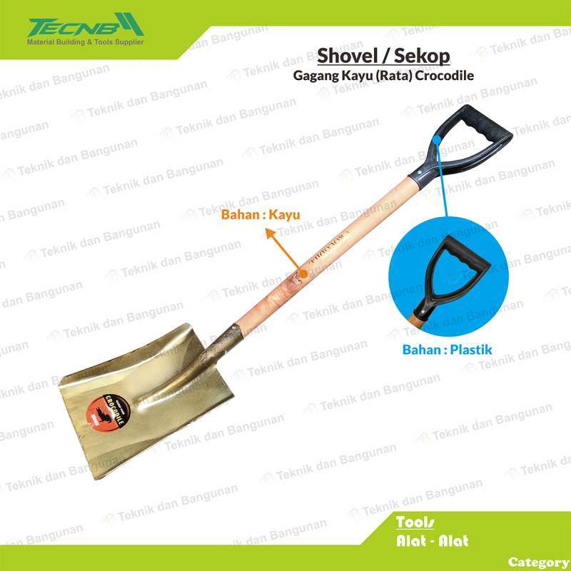 Jual Sekop Pasir Tanah Rata Gagang Kayu Buaya Crocodile di Seller ...