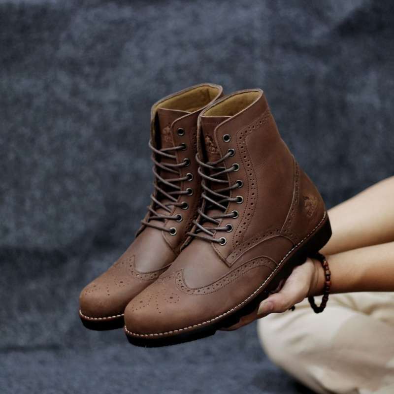 Promo Sepatu Boots Pria Kulit Asli Crewger wlf Doberman Sepatu Boot ...