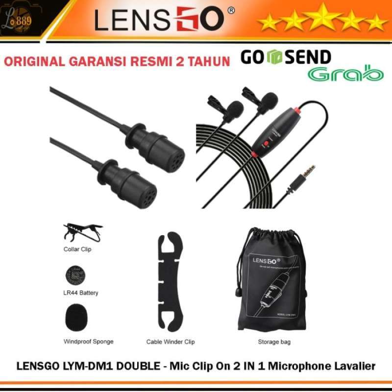 Promo Lensgo Lym-dm1 Double - Mic Clip On 2 In 1 Microphone Lavalier ...