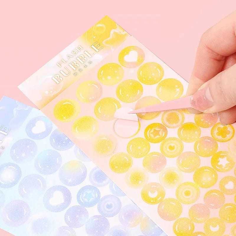 Jual Waterproof Die Cut Vinyl Kawaii Laser Cartoon Bubbles Stickers For ...