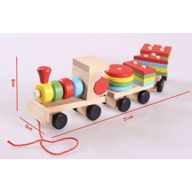 Promo WOODEN SHAPE MATCHING PEG TRAIN BOARD SORTING GEOMETRY MAINAN ...