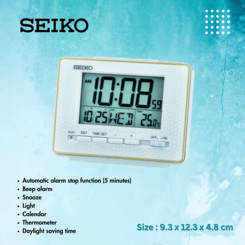 Promo SEIKO Digital Display Thermometer DST QHL-096 White Desktop Alarm ...