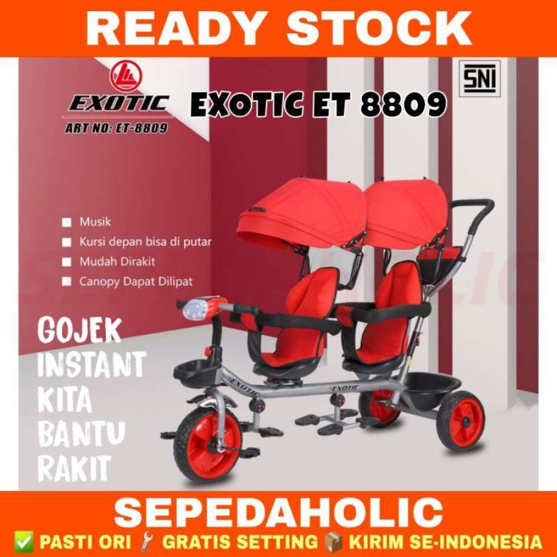 Promo Sepeda Roda Tiga 3 Exotic Et 8809 Twins Kembar Boncengan Tricycle ...