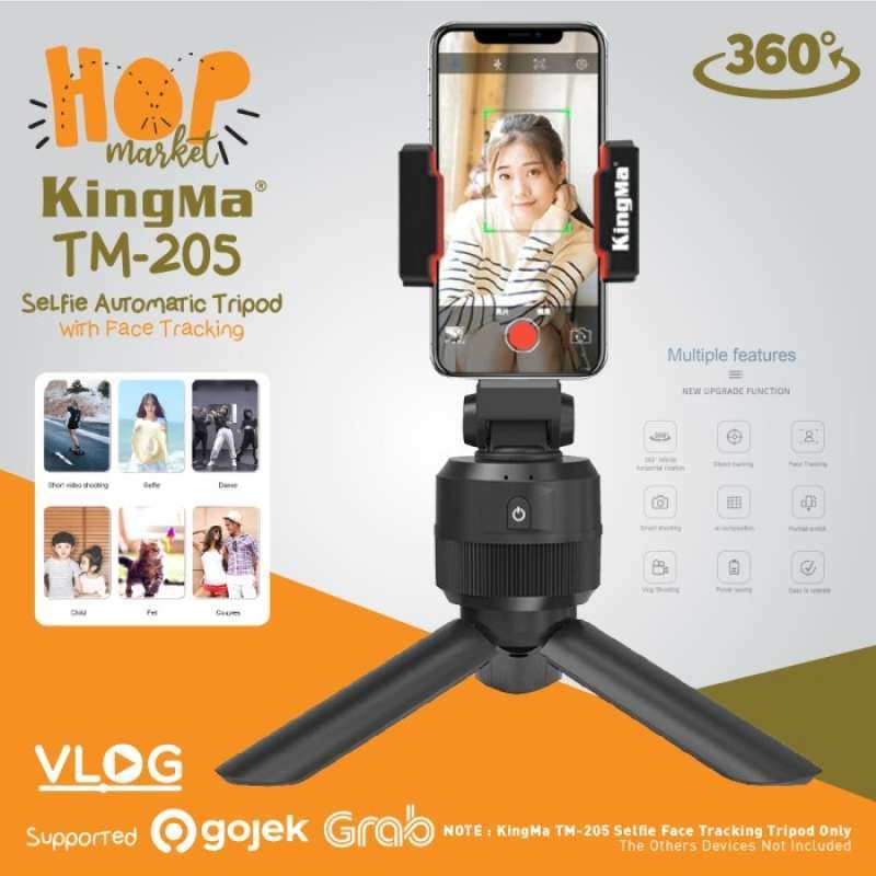 Promo KINGMA TM-205 FACE TRACKING TRIPOD VLOG STABILIZER 360 HP IOS ANDROID Diskon 50% di Seller ...