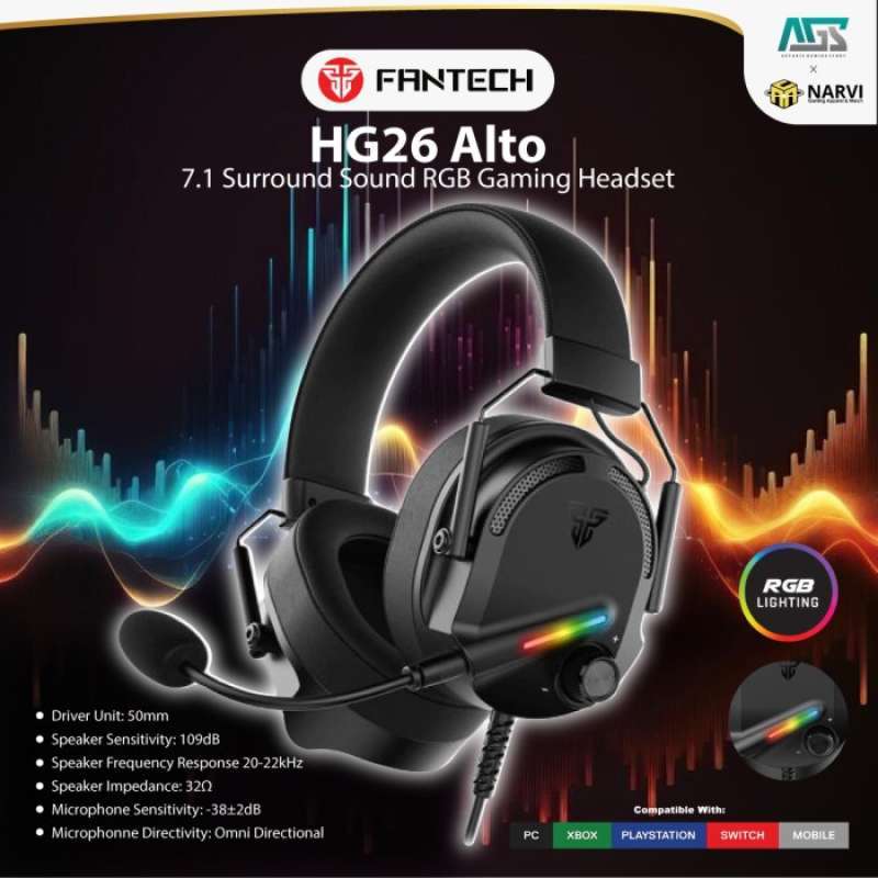 Promo Fantech HG26 Alto 7.1 Surround Sound RGB Gaming Headset Diskon 9% ...