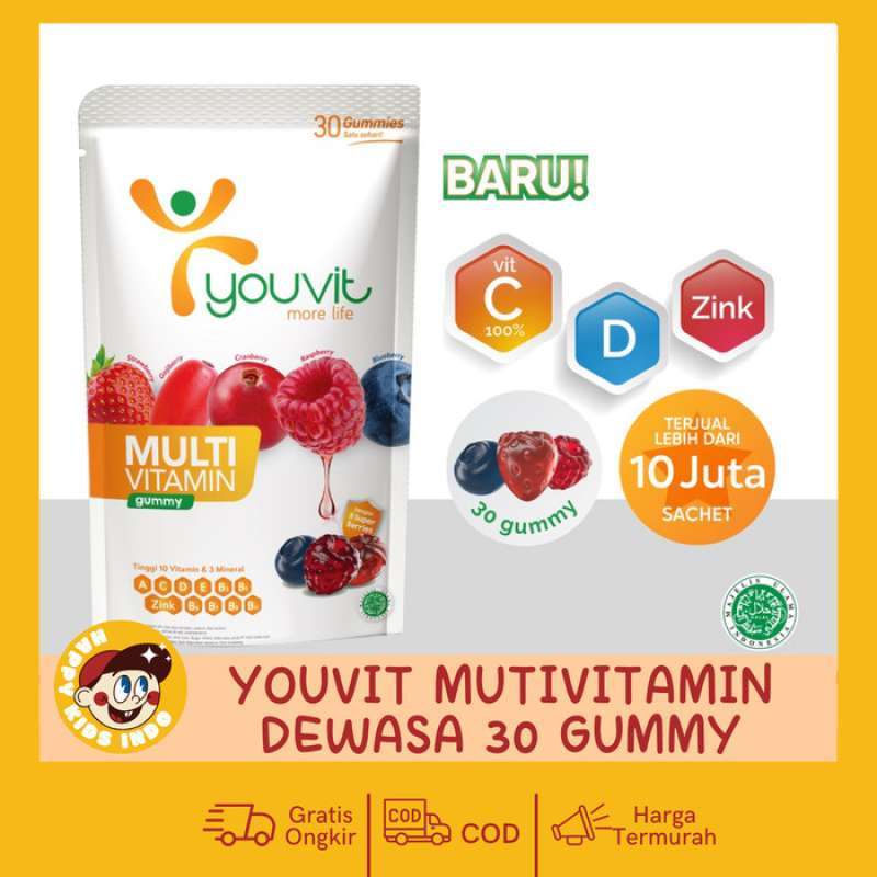Promo Youvit Multivitamin Dewasa 1 Pouch Vit. C, D, Zink - 30 Gummy ...