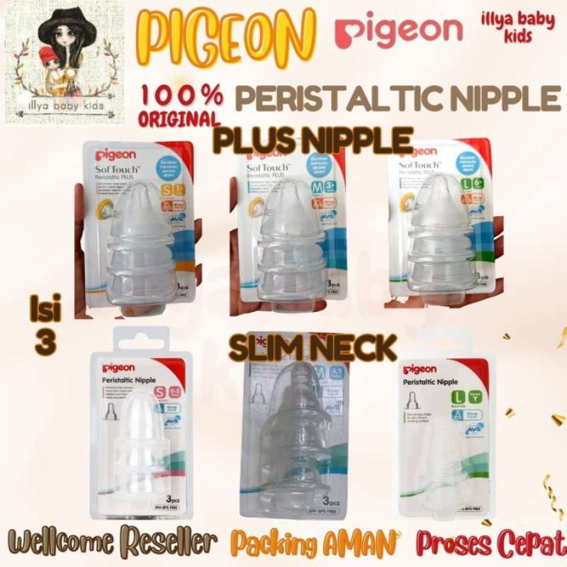 Promo Pigeon Peristaltic Plus Nipple Wide Neck | Slim Neck | Dot Bayi ...