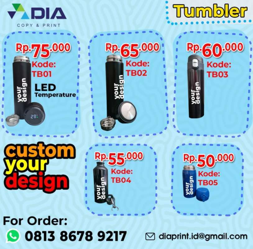 Promo TUMBLER TERMOS PRINT UV FULL COLOR-500ML-HITAM-PUTIH-SAKURA-LED ...