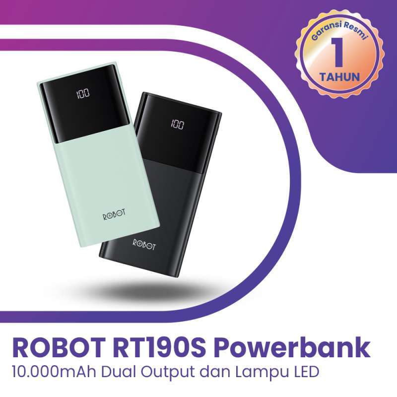 Jual ROBOT RT190S: PowerBank 10.000mAh Dilengkapi Dual Output dan Lampu ...
