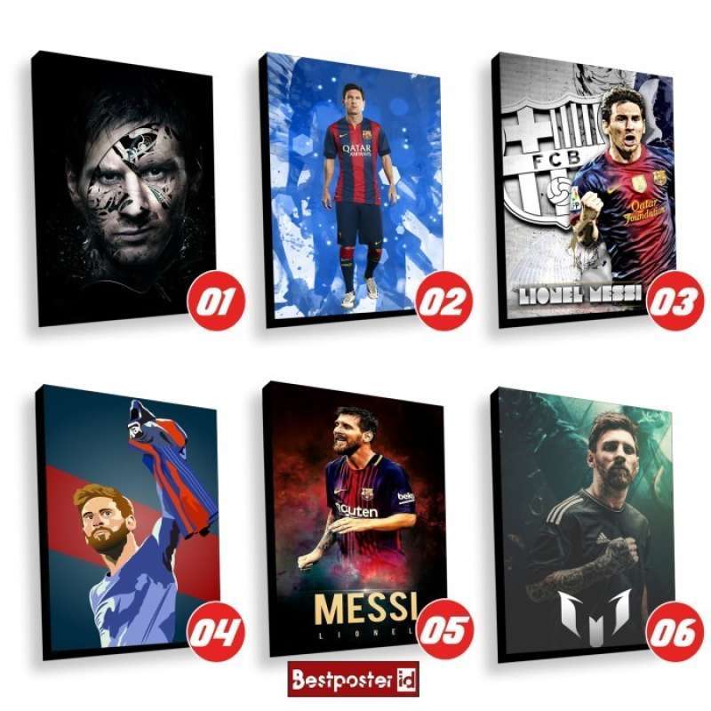 Promo Lionel Messi Poster Frame Kayu Tebal Bola Pictbox00147 - 20x30 Cm ...