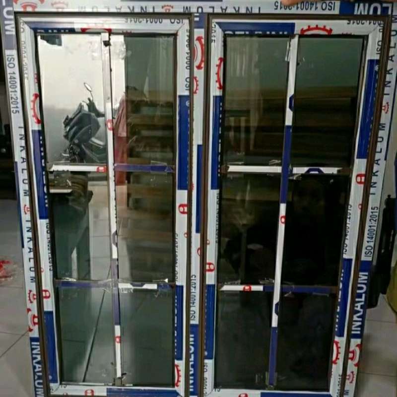 Jual jendela ALUMINIUM kaca model doble jungkit uk T100XL100 plus kusen ...