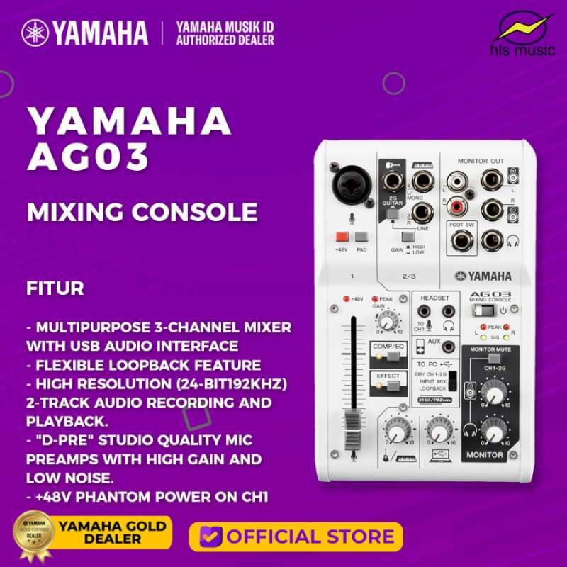 Jual Yamaha Mixer Ag03 / Ag03 With 3 Channel Usb Audio Interface Di Seller Hls Music Official ...