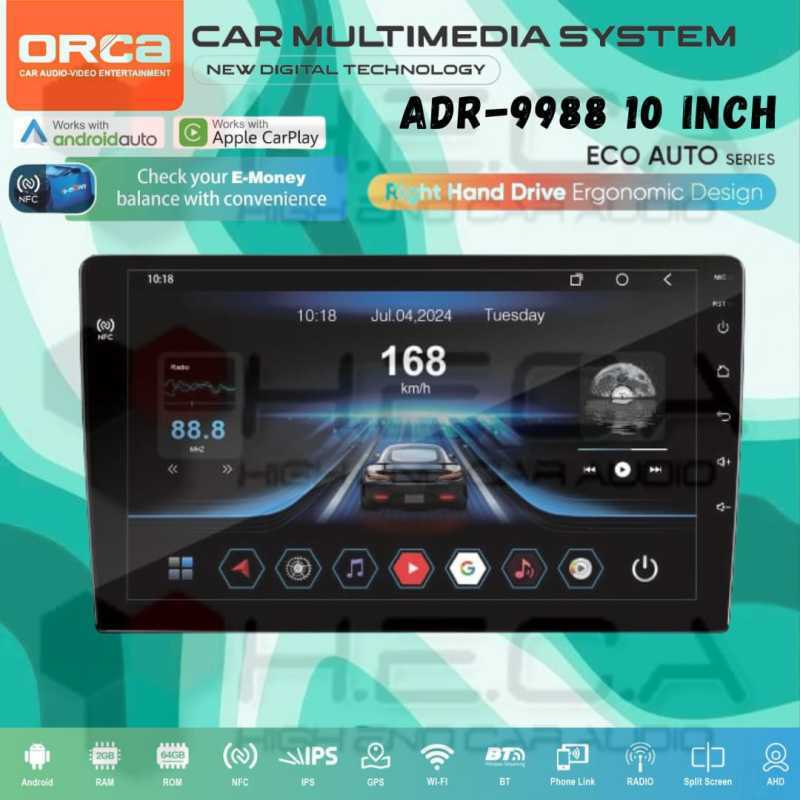 Promo Orca Adr-9988 Eco Auto Series Nfc 2/64 Gb Android 10 Head Unit ...