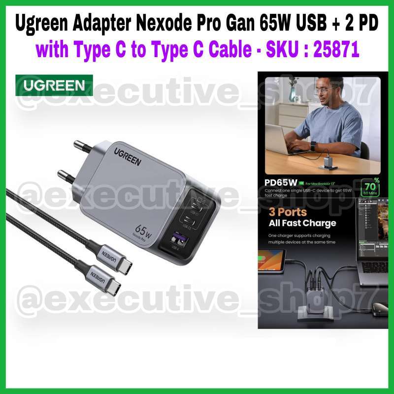 Jual Ugreen Adapter Nexode Pro Gan 65W USB + 2 PD - with Type C to Type ...