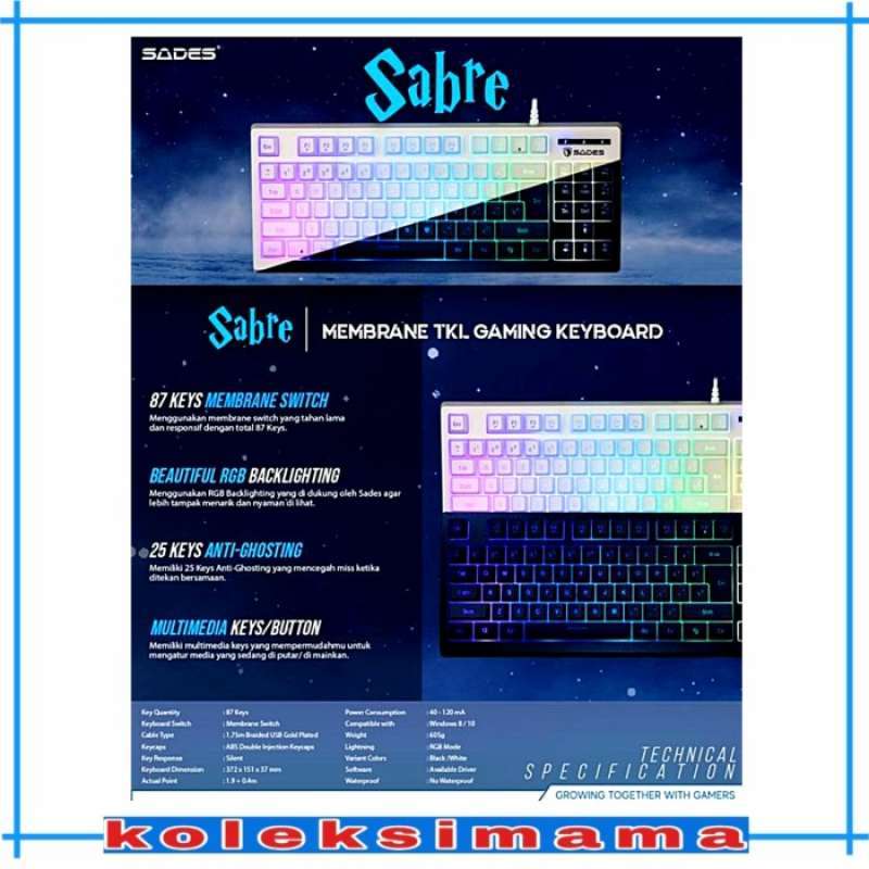 Promo Sades Sabre Tkl Rgb Gaming Keyboard - Putih Diskon 9% Di Seller ...