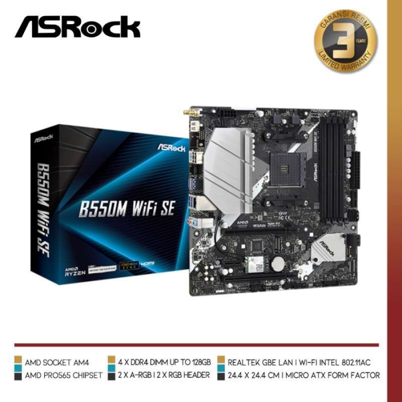 Jual ASROCK B550M WiFi SE | Motherboard AMD PRO565 AM4 DDR4 Micro ATX ...