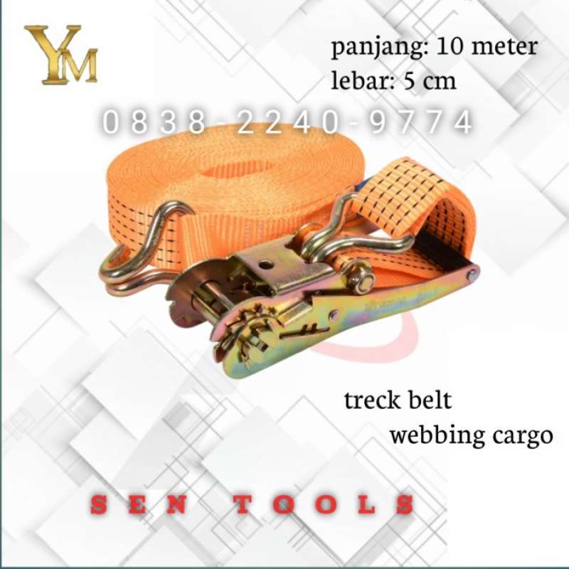 Promo Tali Webbing Track Belt Ratchet Lashing 2 inch x 10 Meter -YM ...