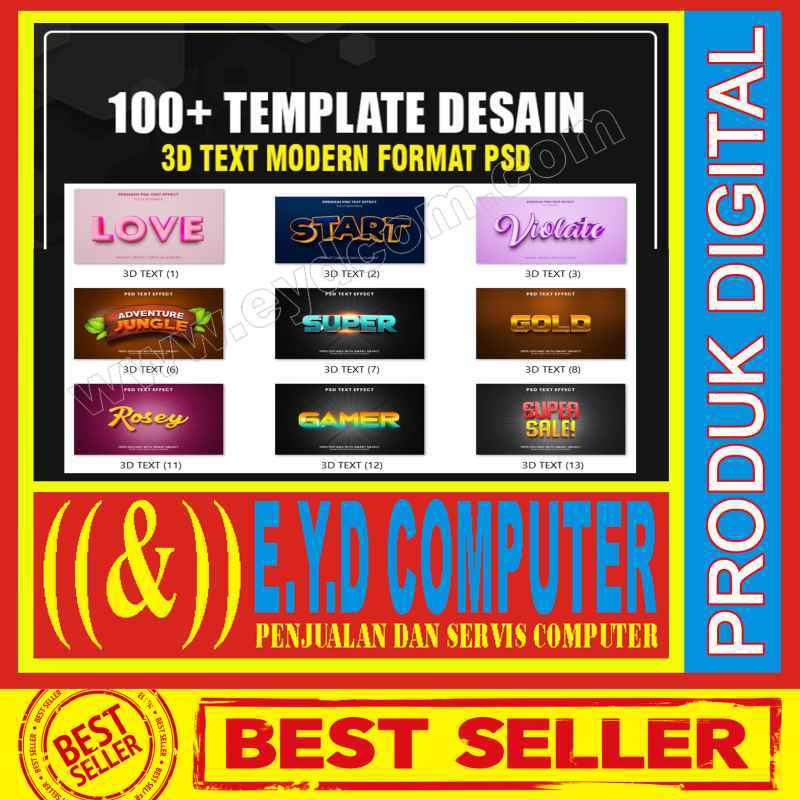 Jual 100+ 3D TEXT DESAIN FORMAT PSD KOLEKSI TEMPLATE DESIGN GRAFIS ...