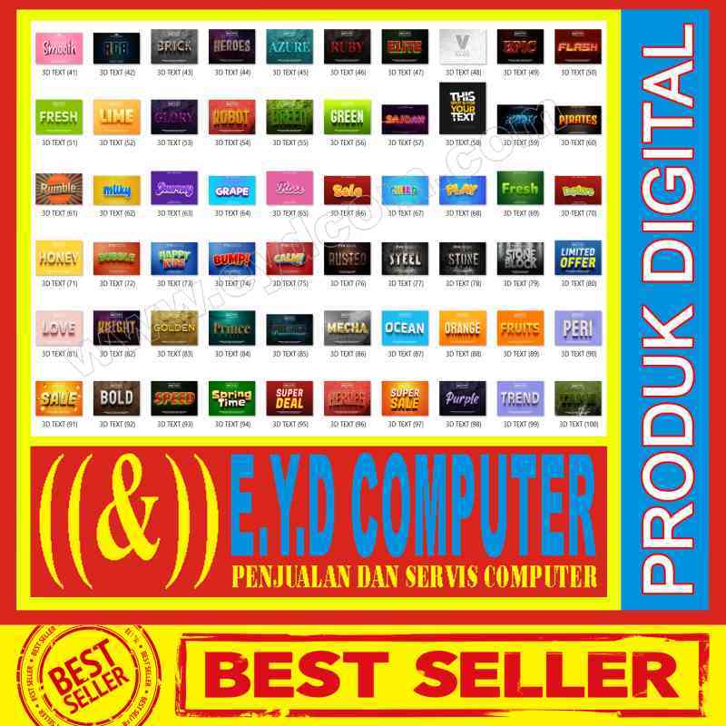 Jual 100+ 3D TEXT DESAIN FORMAT PSD KOLEKSI TEMPLATE DESIGN GRAFIS ...