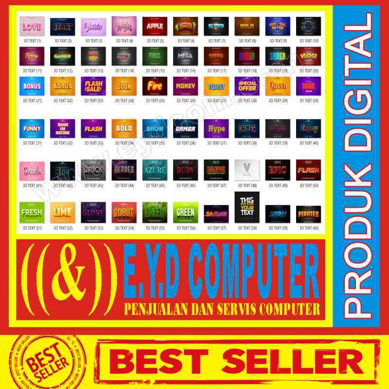 Jual 100+ 3D TEXT DESAIN FORMAT PSD KOLEKSI TEMPLATE DESIGN GRAFIS ...