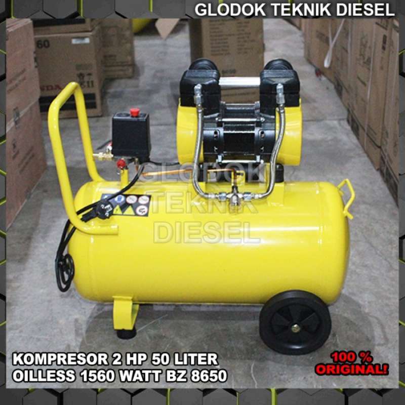 Promo MESIN KOMPRESOR ANGIN OILLESS OILESS 2 HP 50 L LITER OIL FREE PAKET - - 1 HP 12 LITER ...
