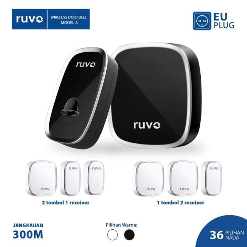 Promo Ruvo Tipe A Bel Alarm Rumah Kantor Wireless Door Bell 2 Tombol 1 ...