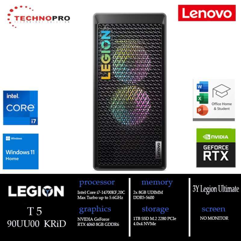 Jual Lenovo Legion T5 26irb8 Krid || Intel Core I7-14700kf Rtx 4060 ...