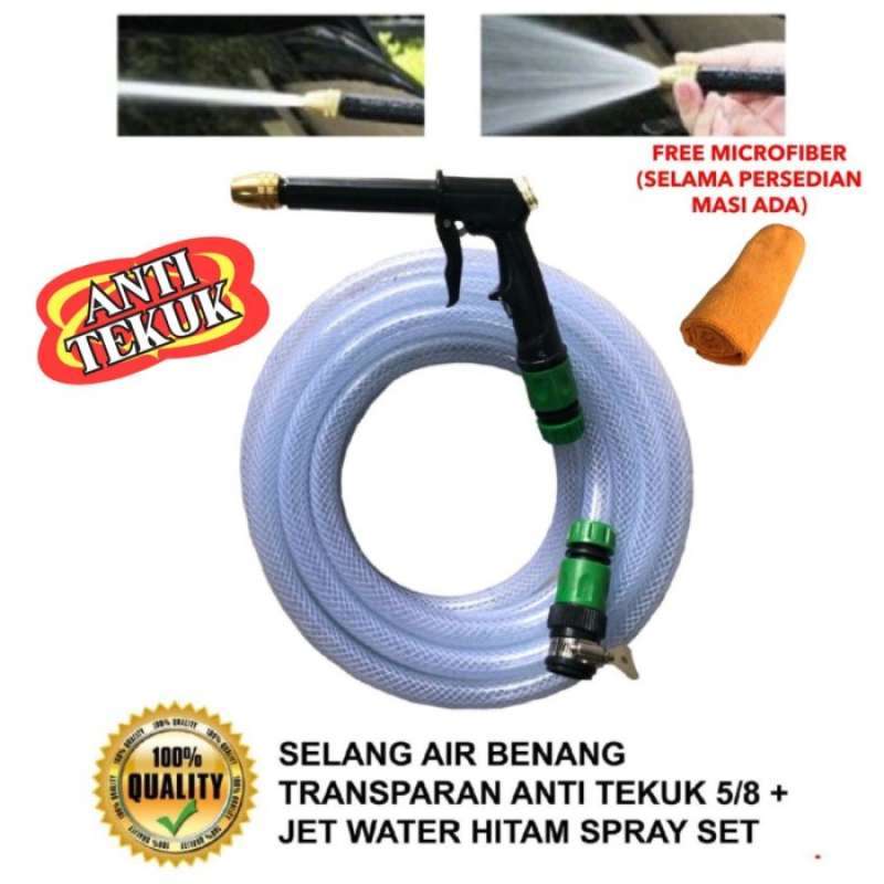 Promo Selang Air Benang Transparan Anti Tekuk 5/8 + Jet Water Hitam ...
