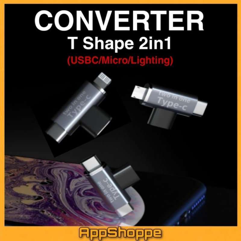 Promo Converter Type C Micro Lightning Multiport T Shaped 2in1 Data ...