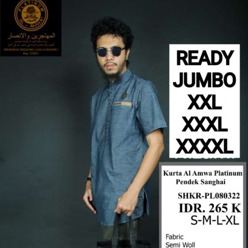 Promo Kurta Jumbo Al Amwa Platinum Jumbo Gamis Pria - Kikiso - 4xl Dark ...