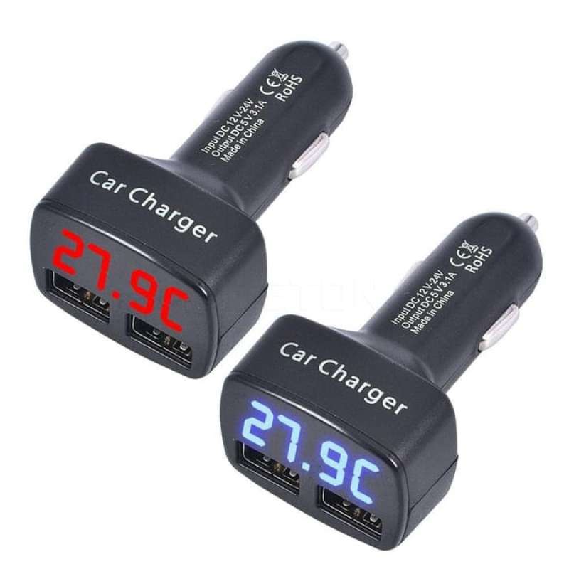 Jual Car Charger Mobil 4 In 1 Usb Voltmeter, Ampere Meter, Temperature Suhu - Merah Di Seller ...