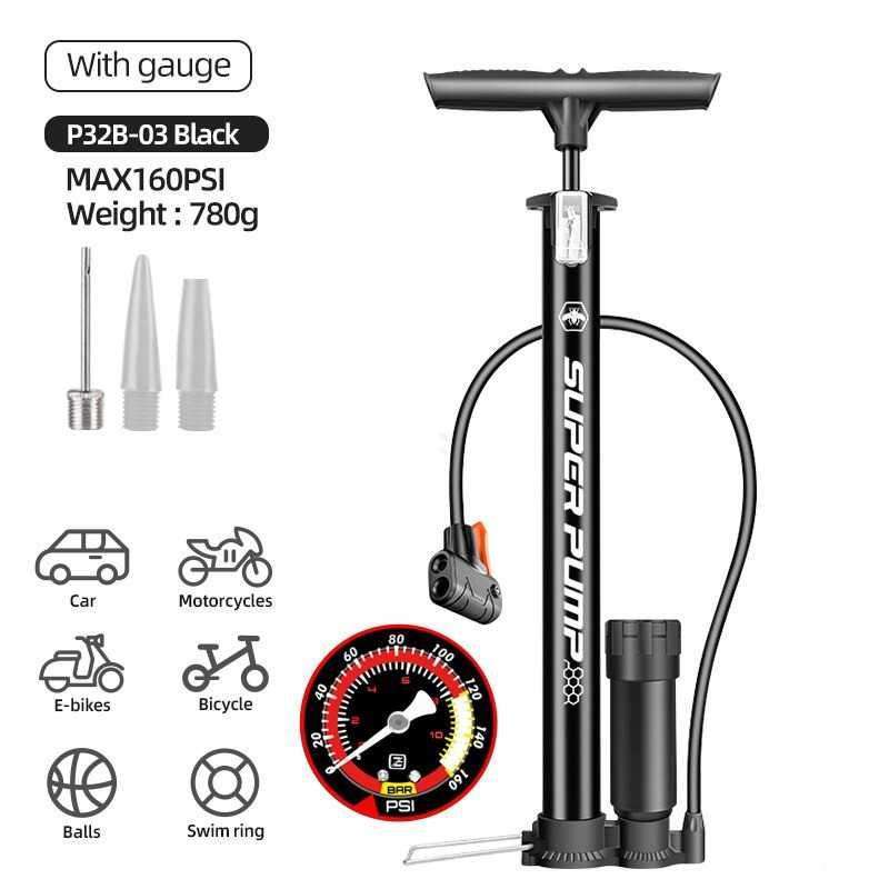 Jual Super Pump Pompa Angin Ban Sepeda Air Pump 160 Psi With Gauge P32b ...
