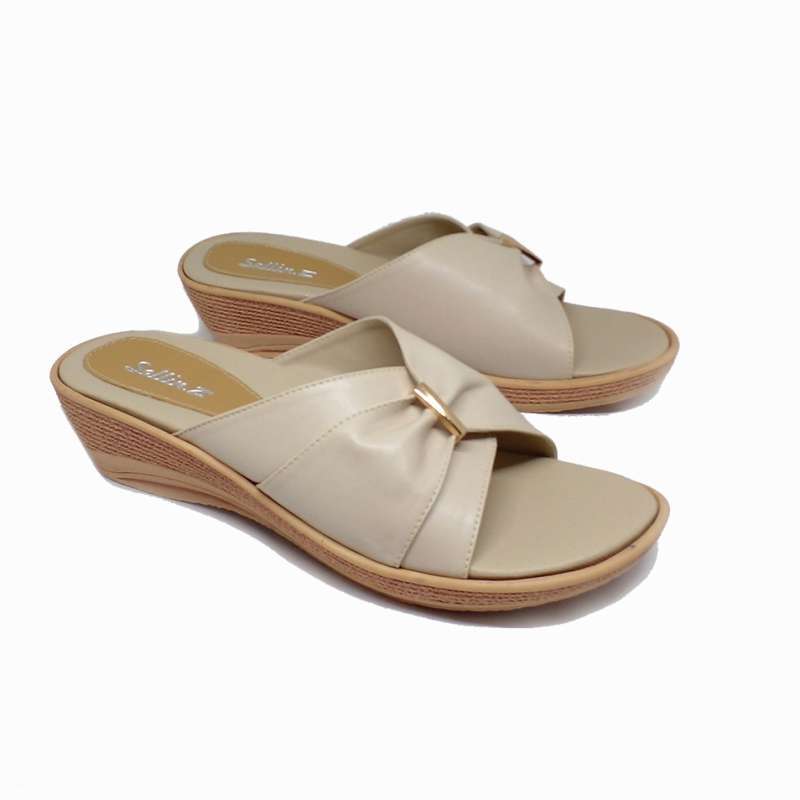 Promo Wolfs Sandal Wedges Wanita Hr 1.4 Kream Va Sendal Pesta Acara Kondangan Ibu Ibu Mewah - 40 ...