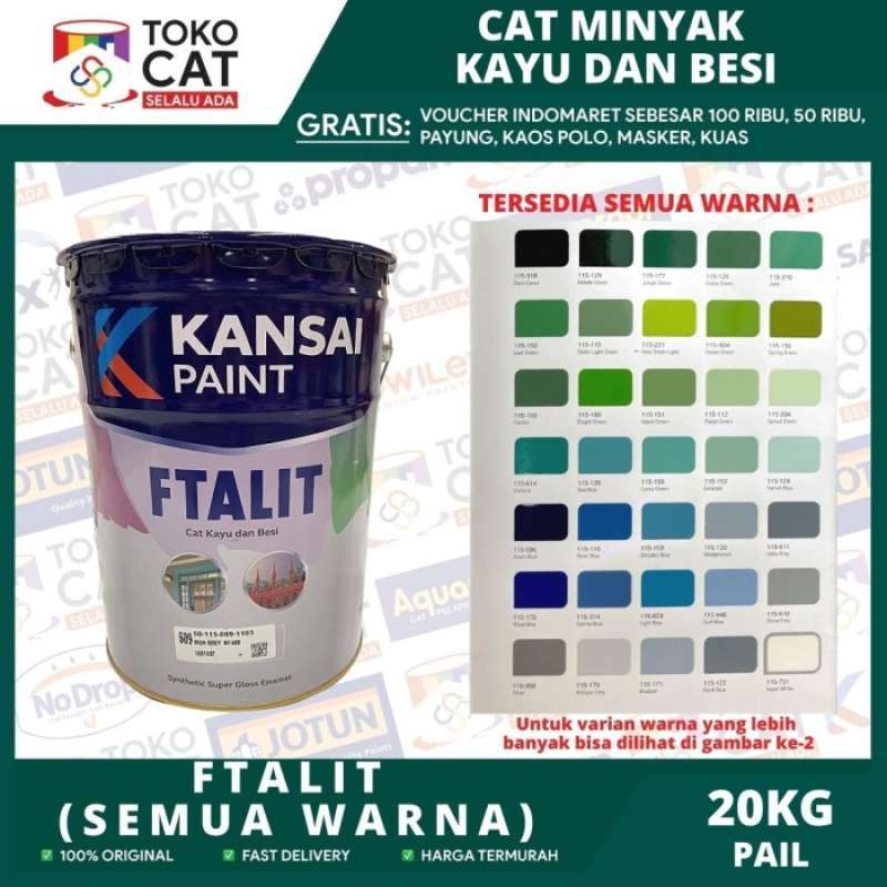 Promo Cat Ftalit Gloss 20kg Pail - Cat Minyak Kayu Besi (ready Semua ...