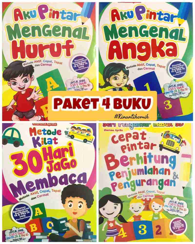 Promo Paket 4 Buku Anak Mengenal Huruf, Angka, Membaca Dan Penjumlahan ...