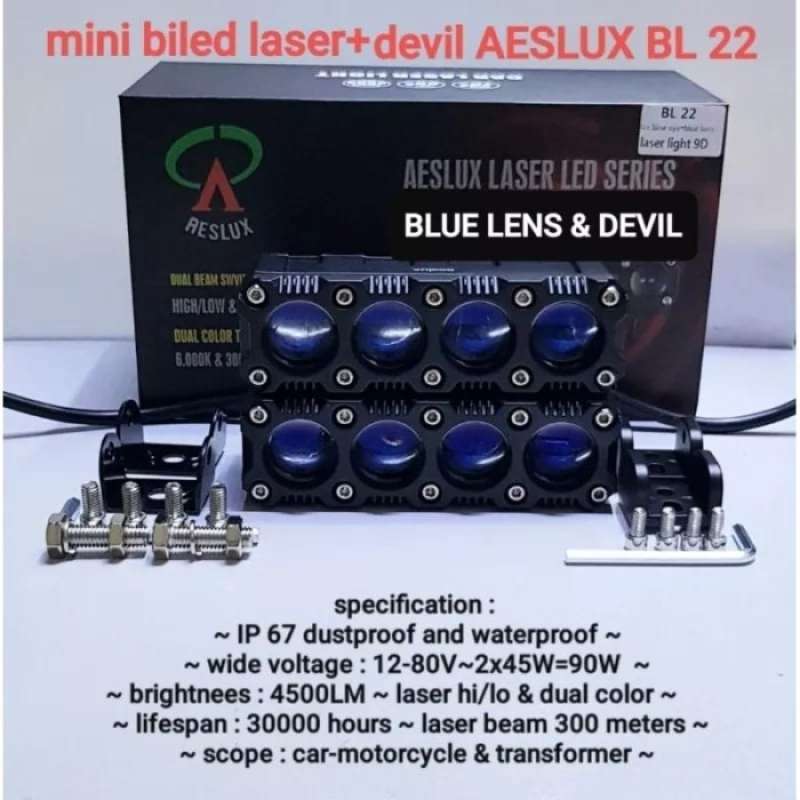 Promo Lampu Sorot Sql 4 Mata Aeslux Mini Proji Devil Eyes Red & Ice ...