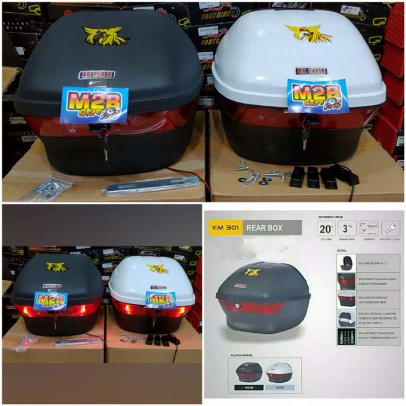 Promo Box Motor Kmi 301 Hitam Black From Korea Plus Lampu Stop - Hitam ...