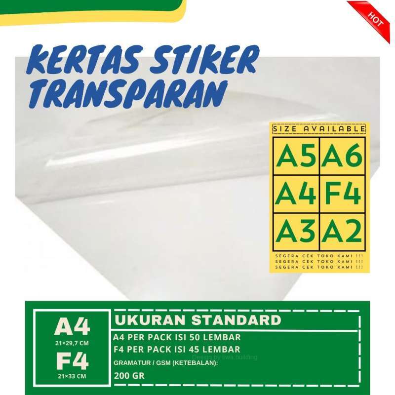 Jual Kertas Stiker Transparan Perpack, Ukuran F4 Di Seller Tiwa ...