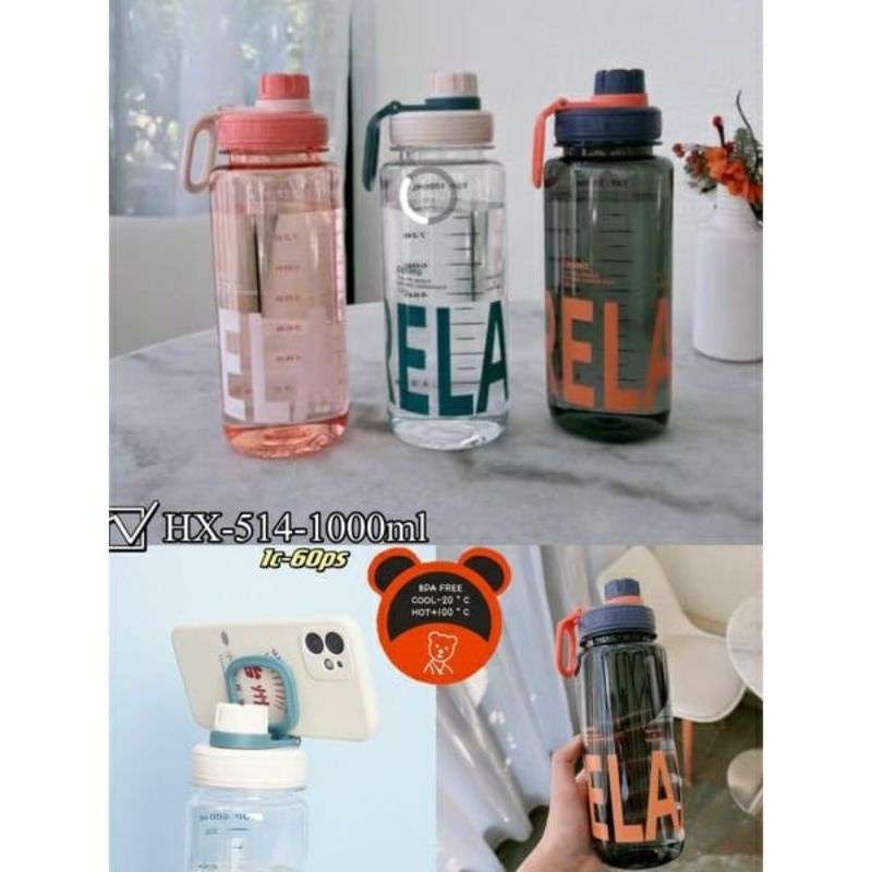 Jual Botol Minuman Relax 1 Liter Olahraga Gradasi Kotak 1300 Ml Free Sticer 2d 3d - Pink Di ...