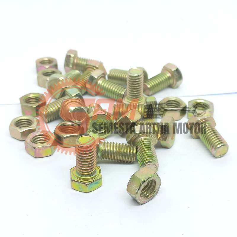 Jual Baut + Mur 12 Set 1,5cm Kuning Hex Kualitas Kuat Awet Universal Di ...