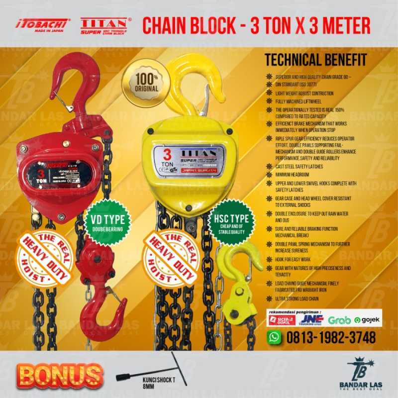 Promo Chain Block 3 Ton 3m - Takel 3 Ton 3m - Itobachi New Model Diskon ...